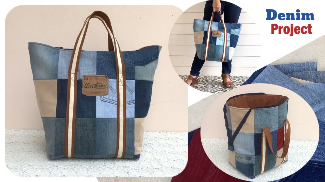 sewing diy a open wide denim tote bag tutorial, how to sew a open wide ...