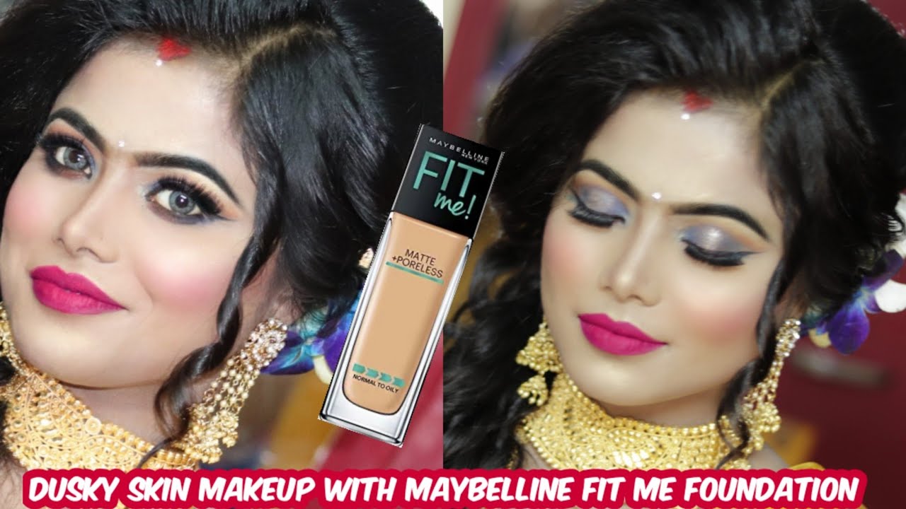 Long lasting Dusky Skin Wedding Guest or Bridal Makeup Using Maybelline ...