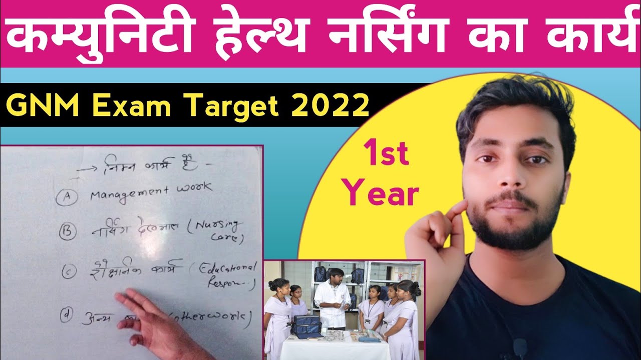 GNM Nursing Exam 1st Year 2022 Community Health Nursing का कार्य/ Exam ...