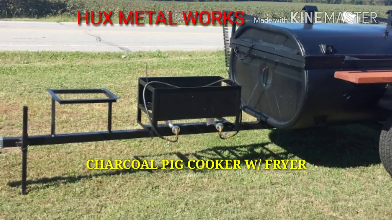 CHARCOAL PIG BARREL COOKER W/FRYER - YouTube