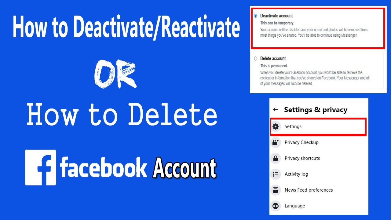How to Deactivate Facebook Account. How to Reactivate Facebook Account ...