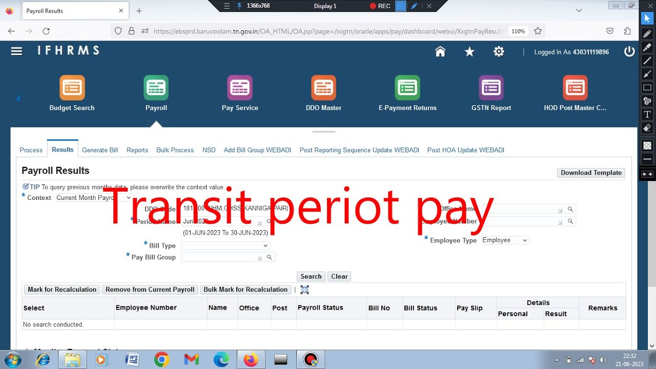 Transit Periot pay in IFHRMS - YouTube