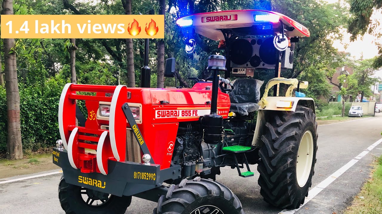 Swaraj 855 fully modified with fiber hood + alloywhel tyre + music ...