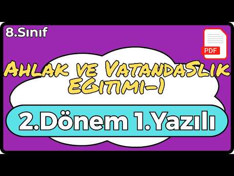 (2) Ahlak ve Vatandaşlık Eğitimi (2) 2.Dönem 1.Yazılı Cevapları (8.Sınıf)