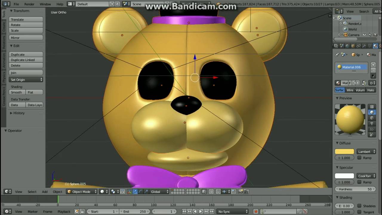 [Blender] fredbear plush model (steamwork shop) - YouTube