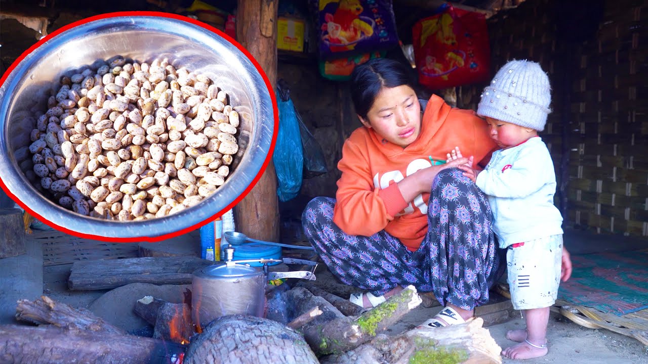 manjita cooks beans curry and rice for her family in the sheep hut ...