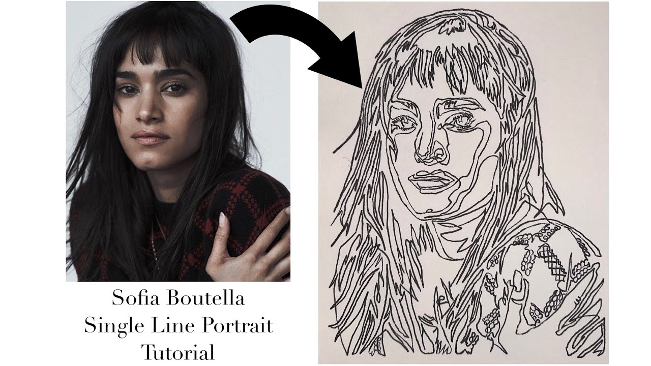 Sofia Boutella Continuous Line Art Tutorial - YouTube