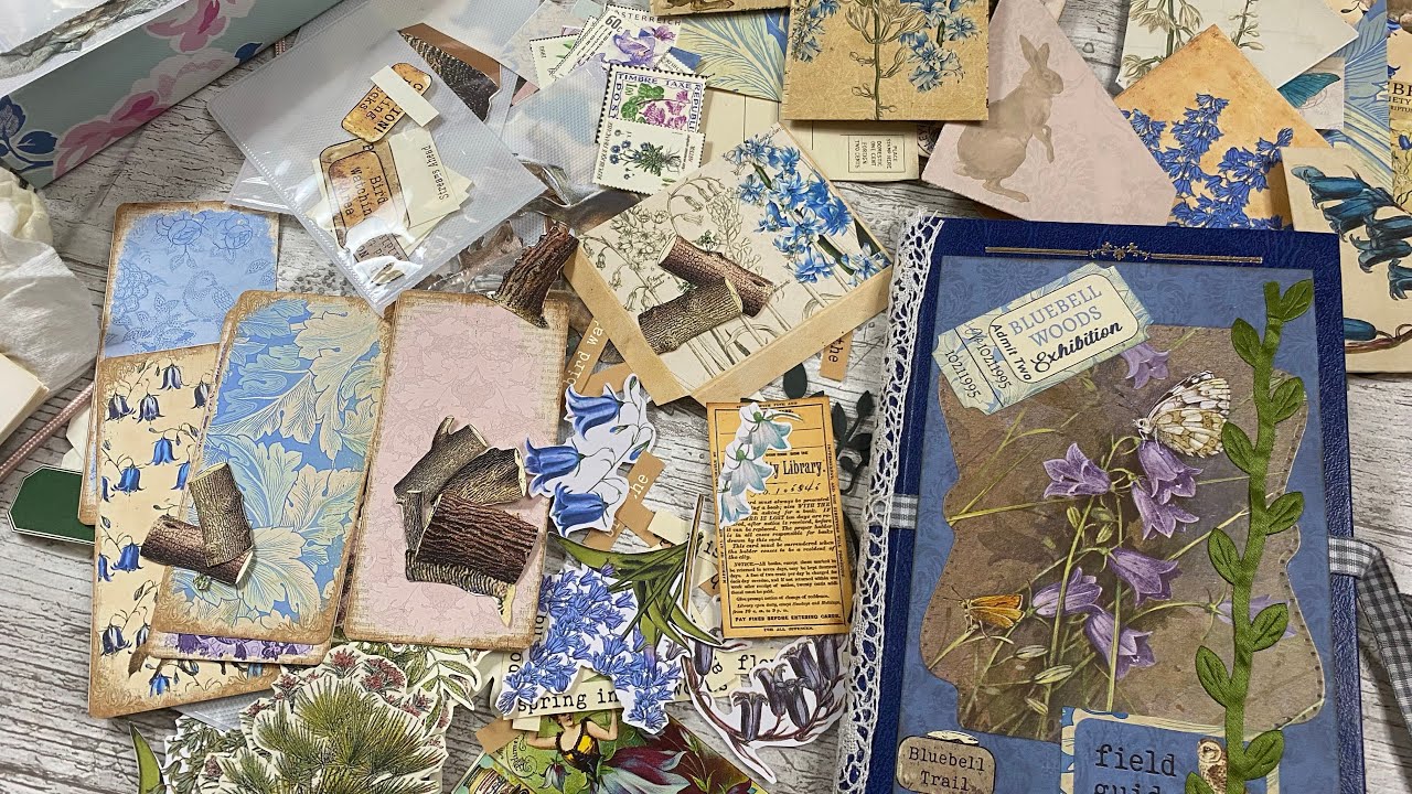 Adding pockets and embellishments to the Bluebell Woods Altered book # ...