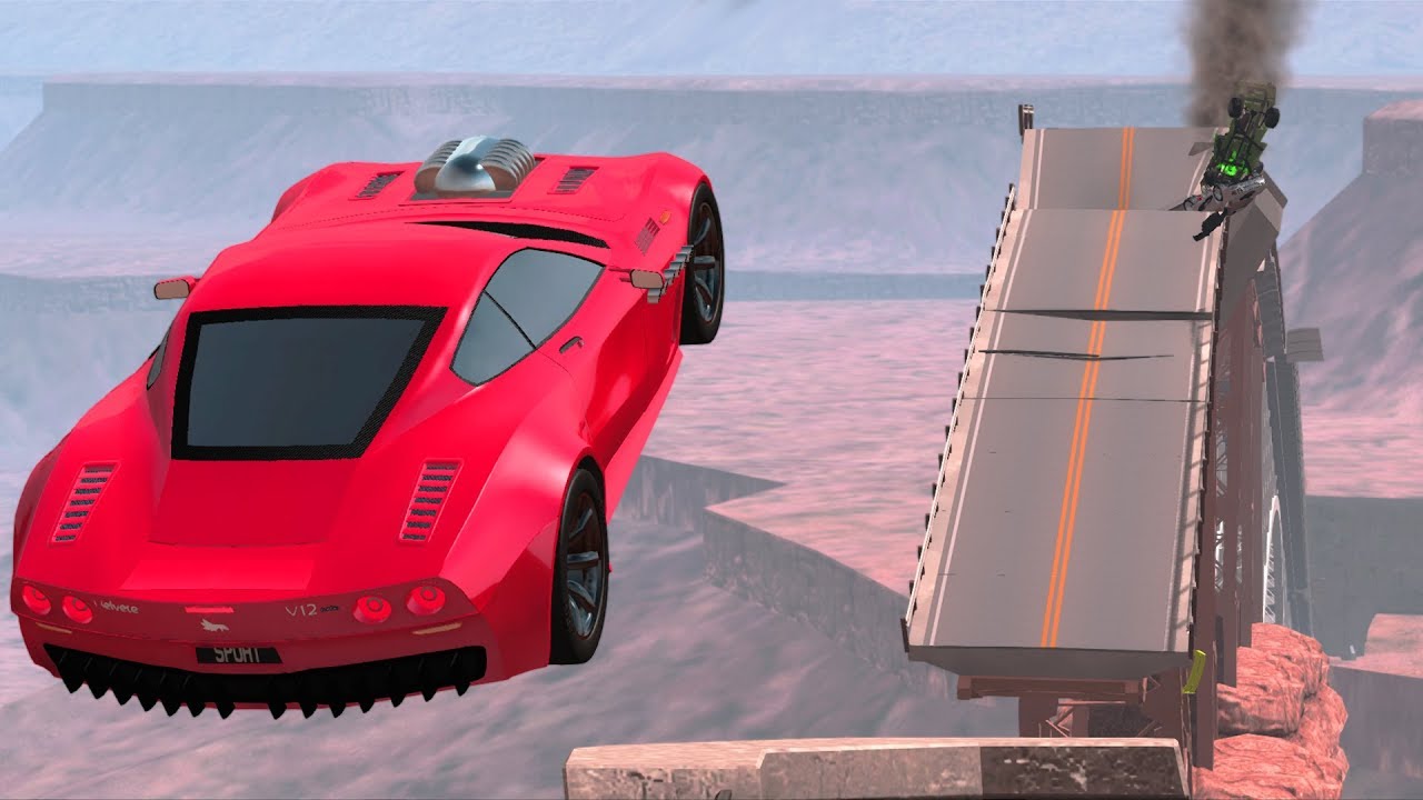 Beamng Drive Collapsing Bridge High speed CRAZY JUMPS #1 - YouTube