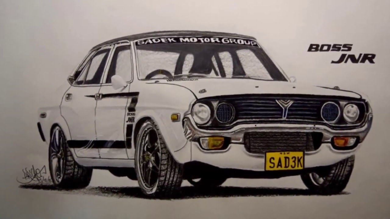 The Drawing Board - Drawing Jay Sadek's 9sec "BOSS JNR" Mazda RX4 - YouTube