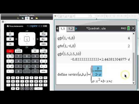 Programming the Vertex Formula into the TI Nspire - YouTube