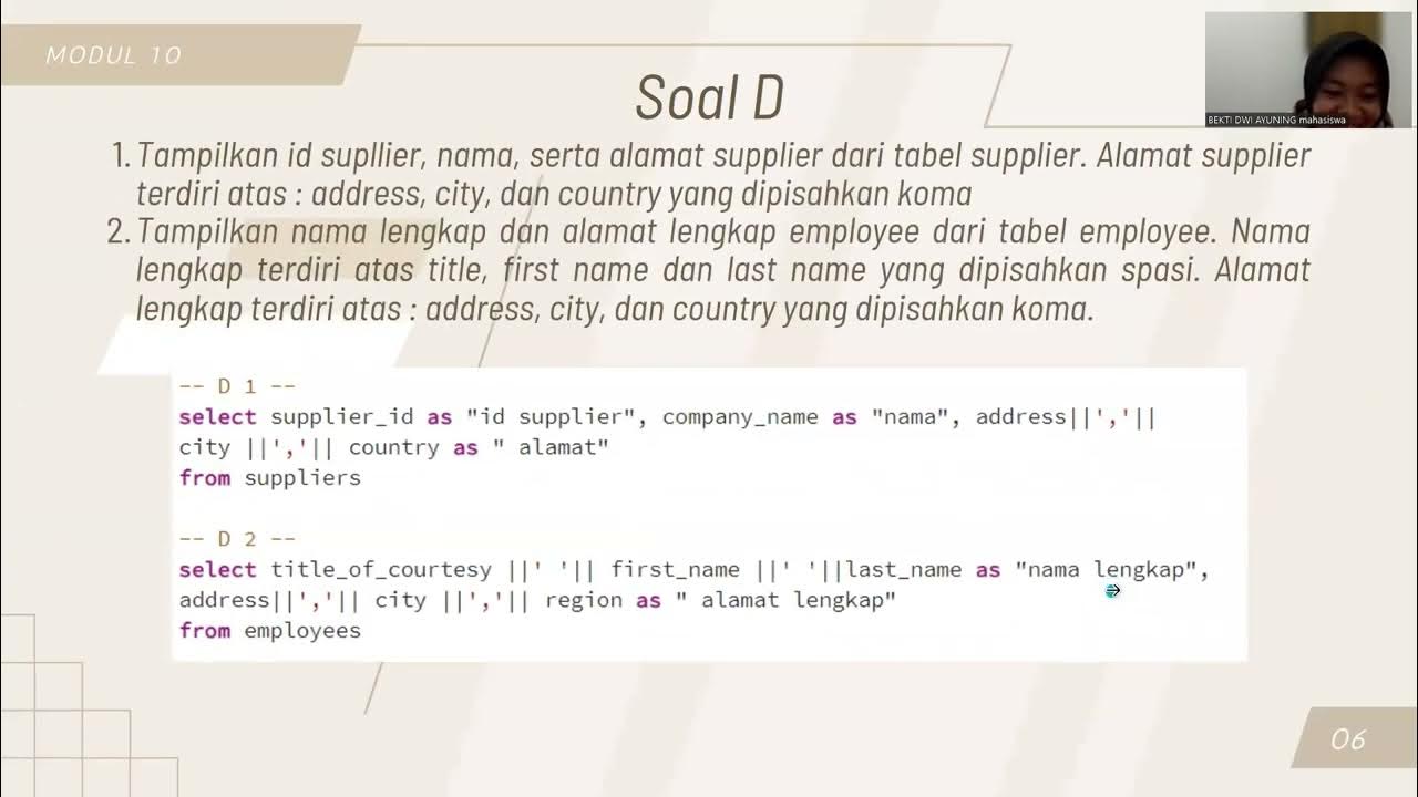 Tugas Sistem Basis Data || Modul 10 Select dan Orderby || Modul 11 Where dan Agregat - YouTube