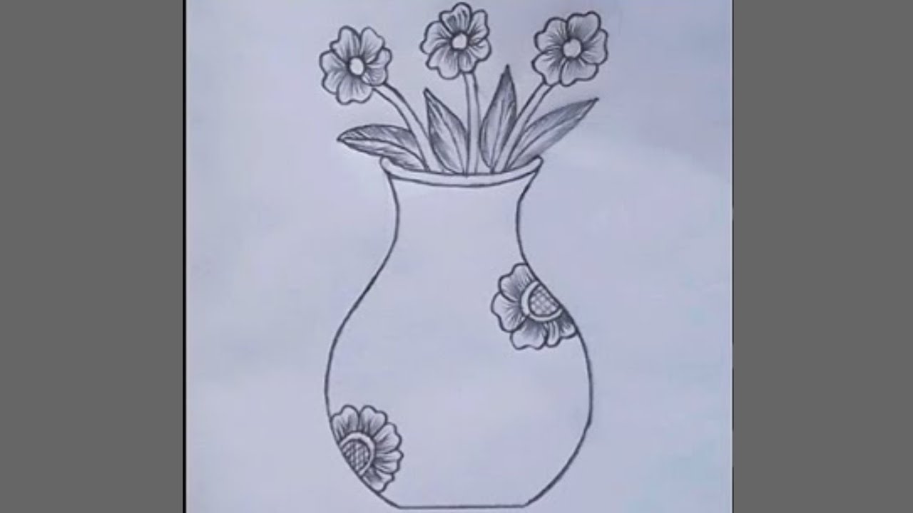 How to draw flower pot step by step | Easy flower pot drawing | Flower ...