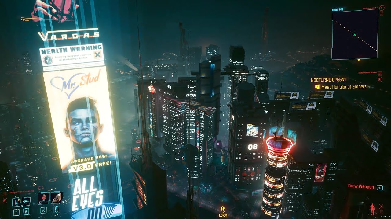 Whole world of Cyberpunk 2077 seen from the top - YouTube