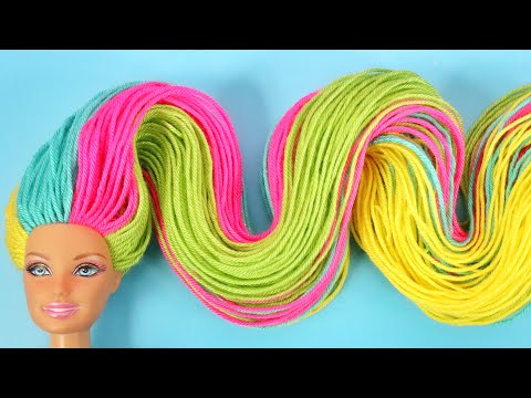 AMAZING DRESS and HAIRSTYLE ~ DIY Barbie Hacks; Long Hair Rainbow, Clothes, Shoes and MORE!!