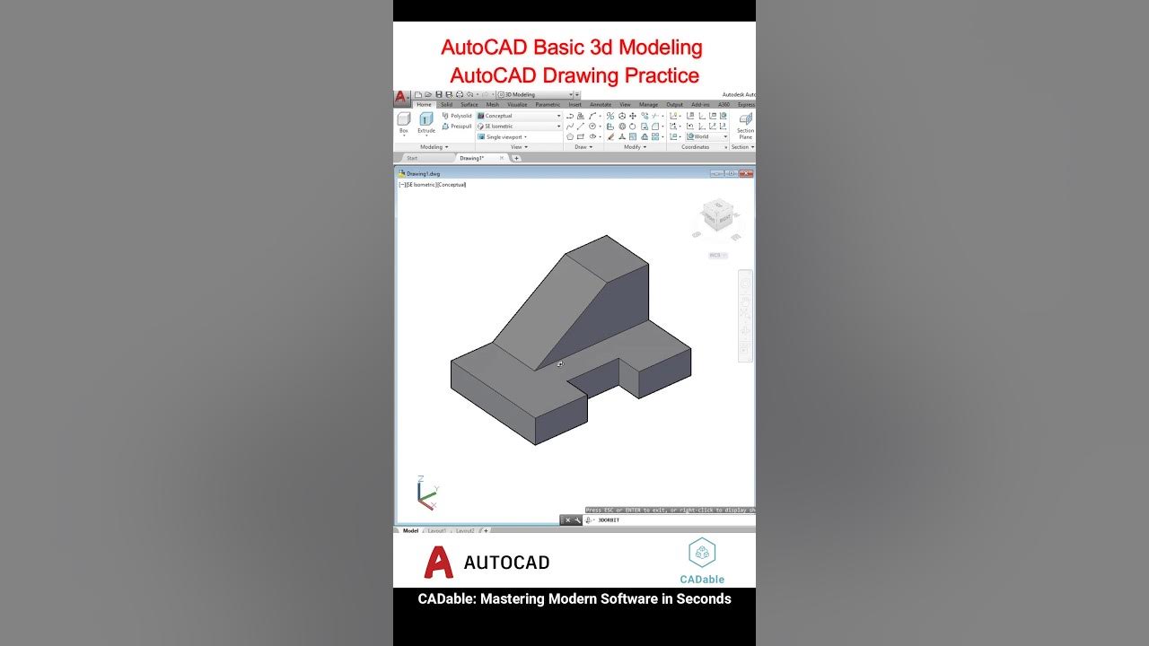 AutoCAD Basic 3D Modeling - AutoCAD Drawing Practice # ...