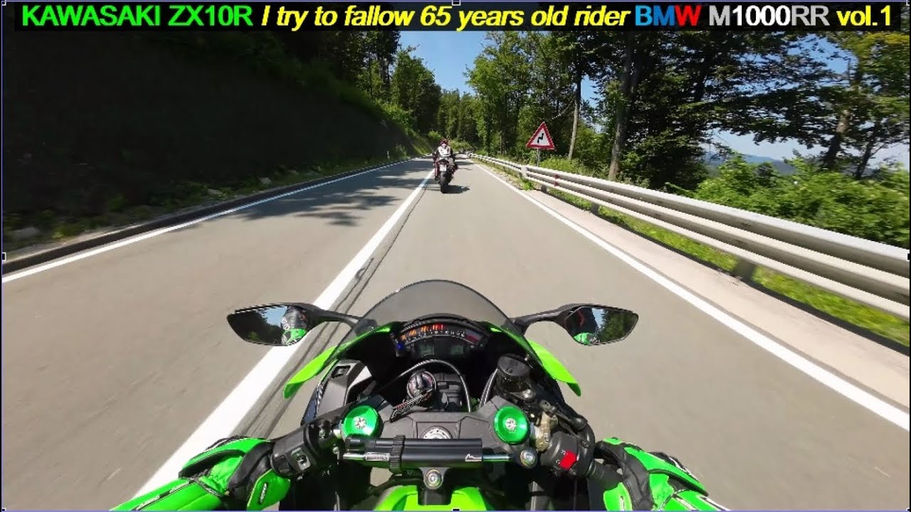 Kawasaki ZX10R I try to follow 65 years old rider BMW M1000RR vol.1 ...