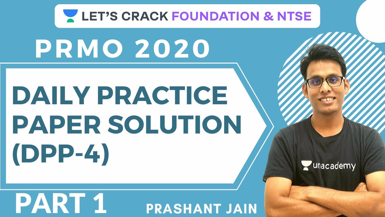 Daily Practice Paper Solution (DPP-4) | PRMO 2020 Course | Prashant ...