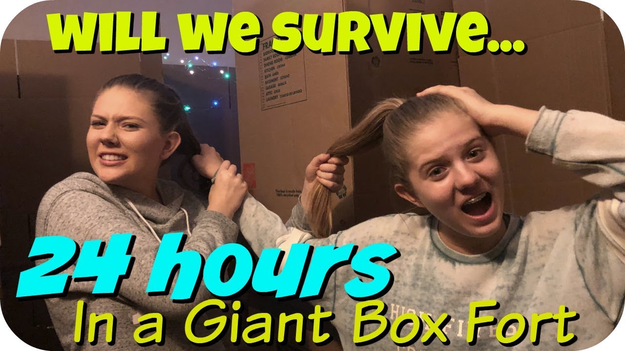 24 HOURS IN A GIANT BOX FORT MAZE WITH MY SISTER || Taylor and Vanessa ...