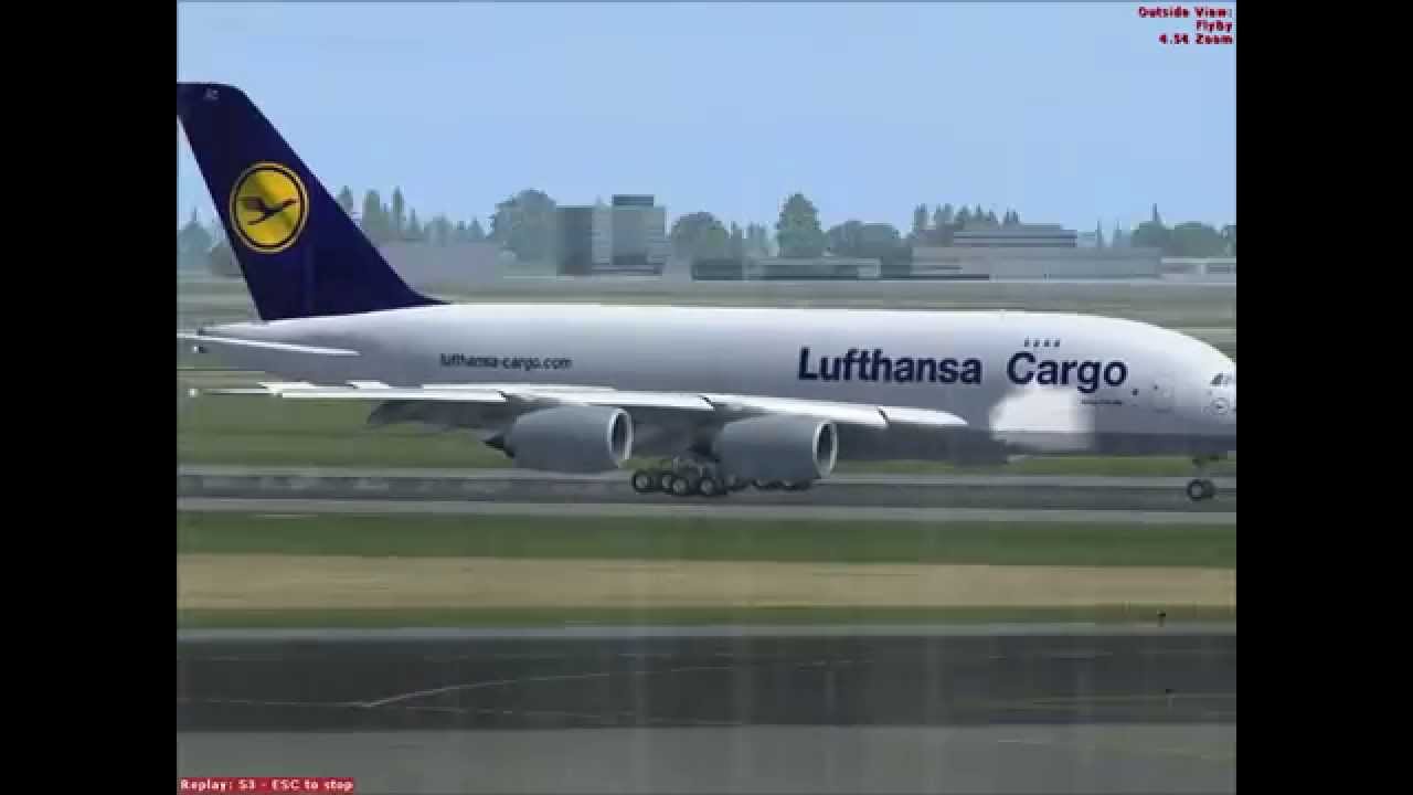 FSX Lufthansa Cargo Airbus A380-800F Landing at Schiphol Amsterdam ...