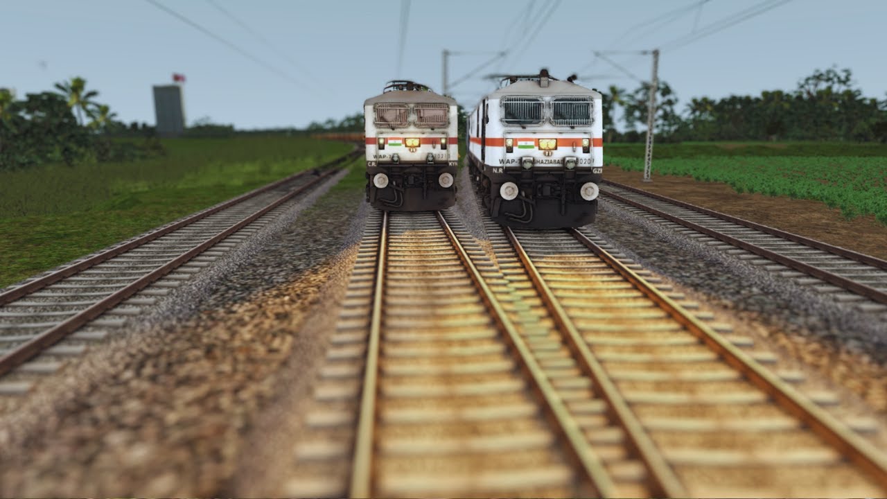 TWO TRAINS CROSSING AT SAME TRACK #12 | BUMPY RAILROAD | Train ...