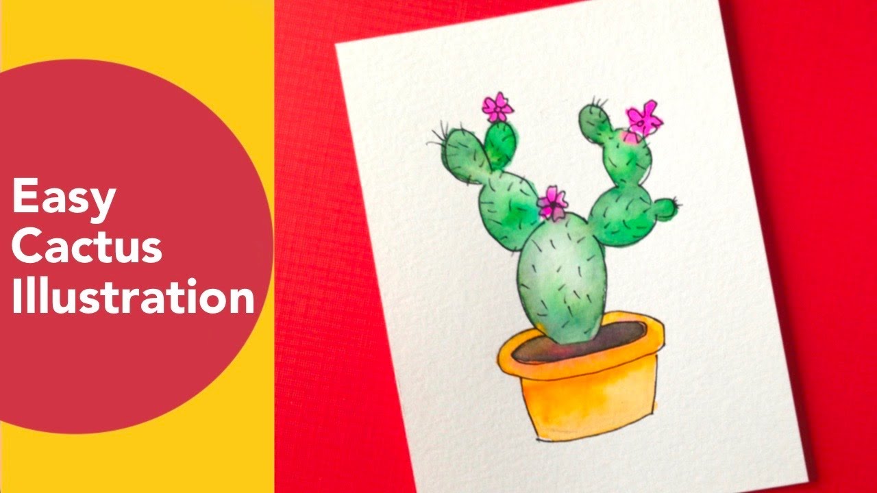Easy Cactus Illustration From Start To Finish - YouTube
