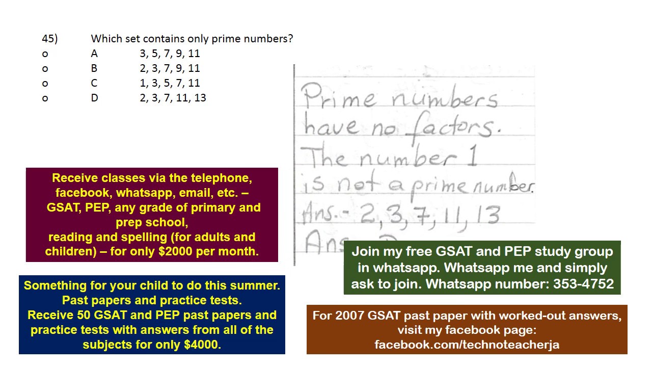 PEP | GSAT Mathematics Part 45 of 150 Parts - Prime Numbers - YouTube