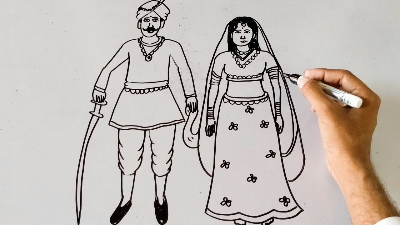 ईश्वर गणगौर का चित्र बनाना सिखें आसानी से, Iswar Gangour ki Drawing ...