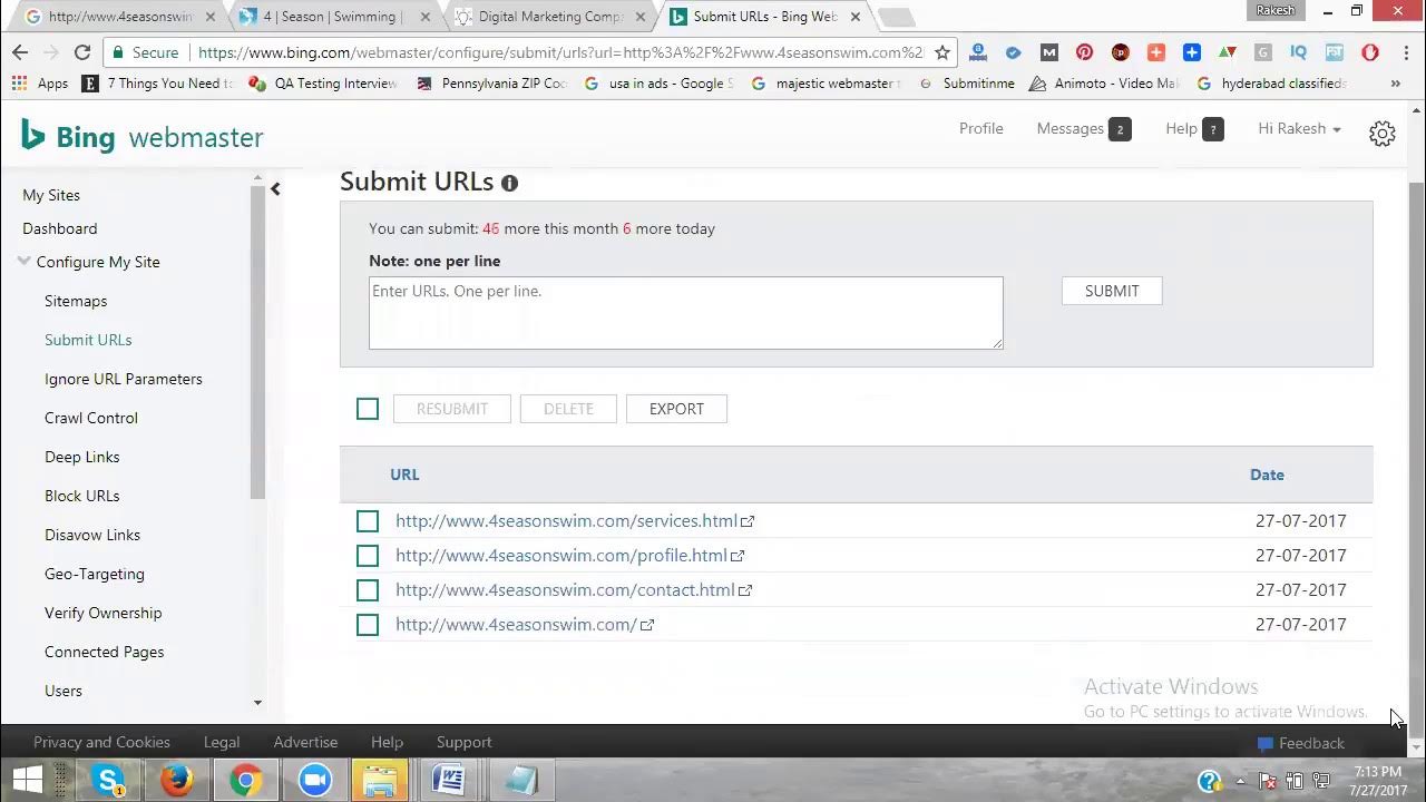 how to index website on Bing webmaster tools Tutorial 2017 - Rakesh Tech Solutions - YouTube