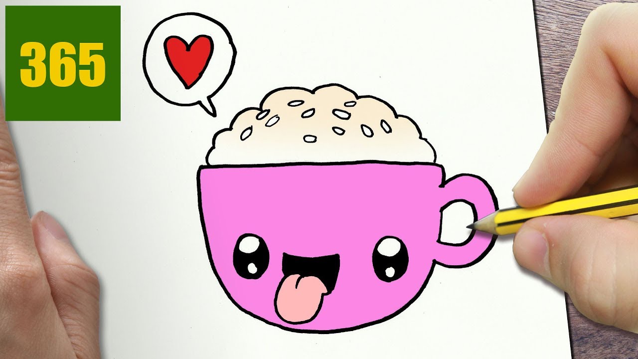 COME DISEGNARE TAZZA DI CIOCCOLATA kawaii passo dopo passo - Disegni ...