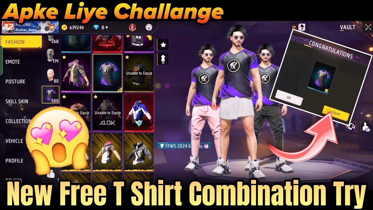 FreeFire New T Shirt Combination | Free Fire New Free Jursey ...