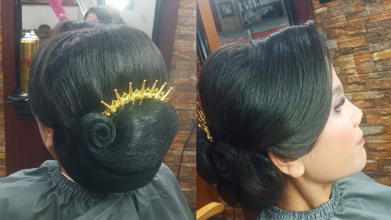 Sanggul Modern Rambut Sendiri dengan Tusuk Konde Gondang - YouTube