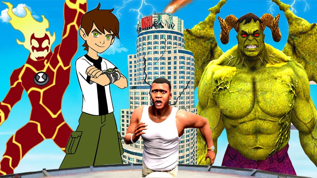 Franklin Became BEN 10 And Fight EVIL GOD HULK In GTA5 | GTA5 Avengers ...