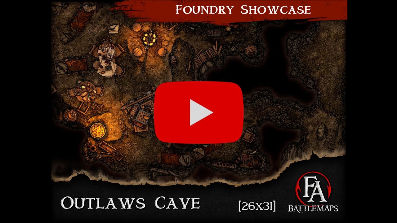 FA Battlemaps - Outlaws Cave 26x31 - Foundry VTT Preview [Premium Map] - YouTube