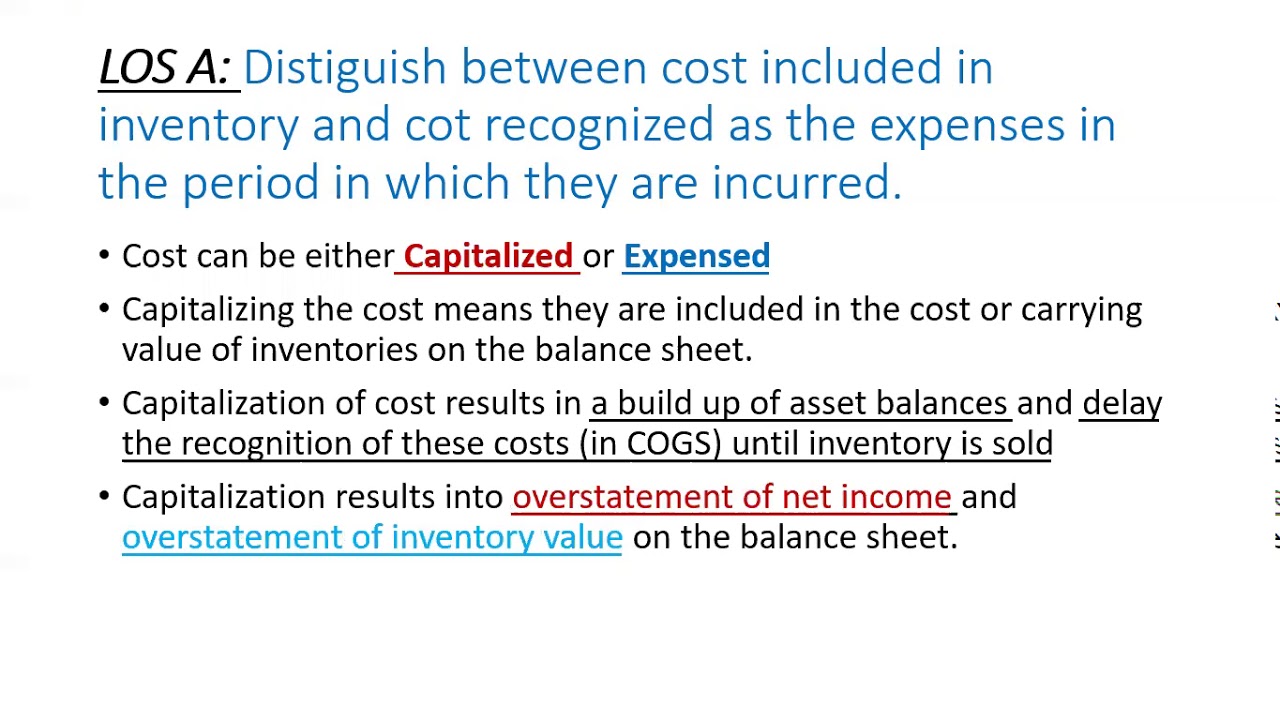 Capitalization vs Expenses of inventory cost / INVENTORIES / FRA / CFA ...