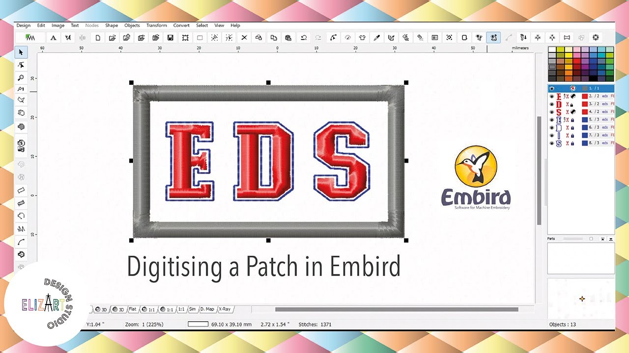 DIGITISING AN EMBROIDERY PATCH IN EMBIRD | OFFSET LETTERING - YouTube