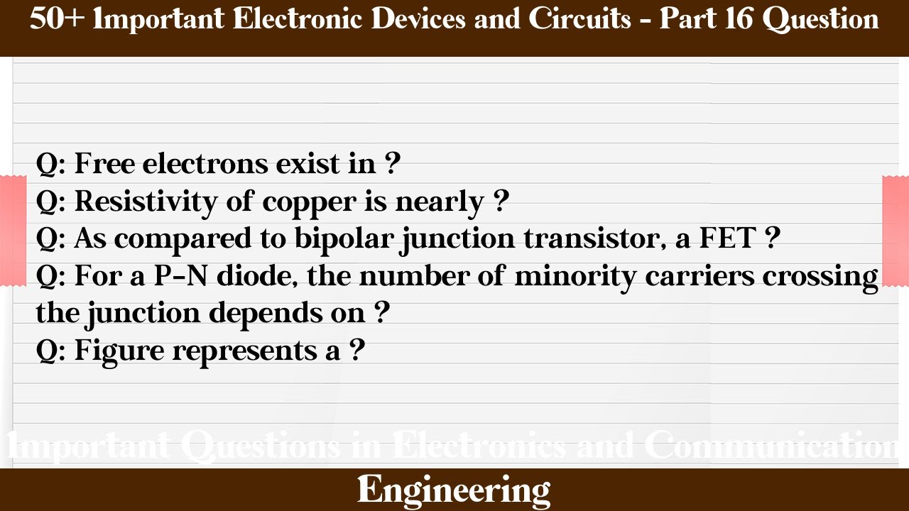 MCQ Questions Electronic Devices and Circuits - Part 16 with Answers ...