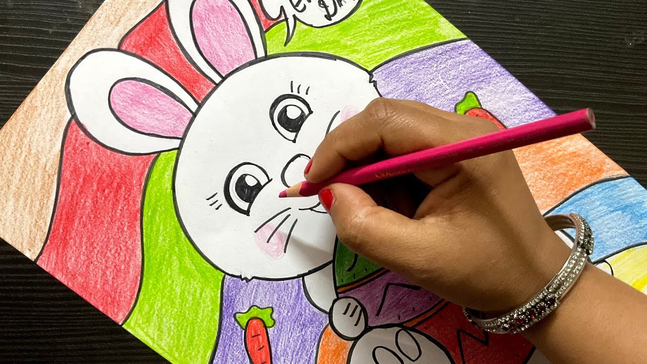 Easter day drawing / how to draw an Easter Bunny / How to draw Easter ...