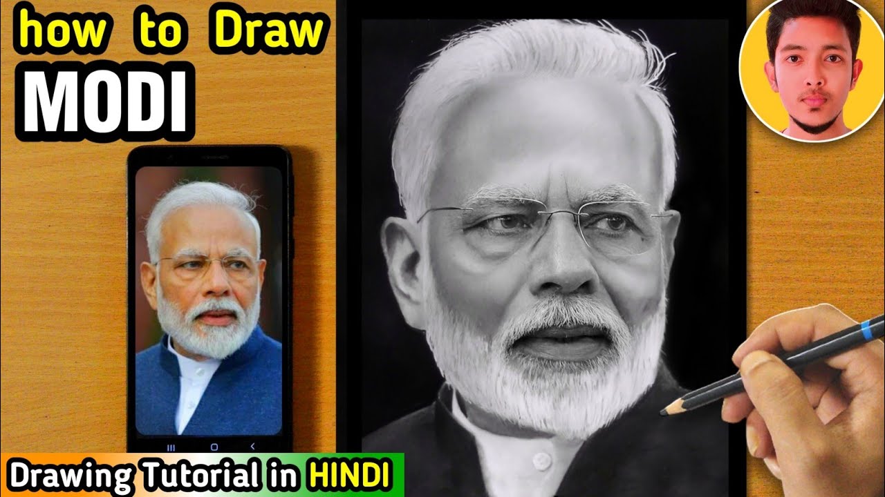 narendra modi drawing || modi drawing || How to draw Narendra Modi ...