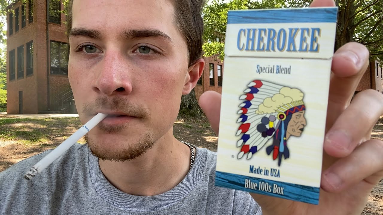 Smoking a Cherokee Blue 100 Cigarette - Review - YouTube