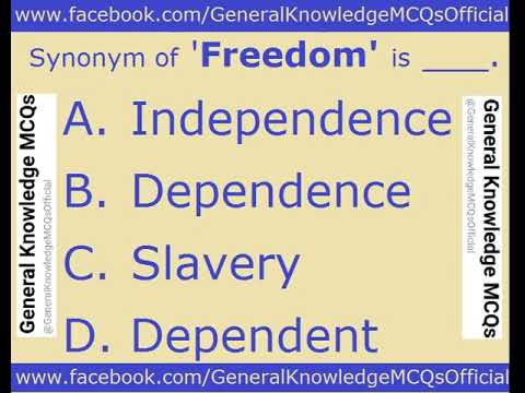 Synonym of 'Freedom' is ______. - YouTube