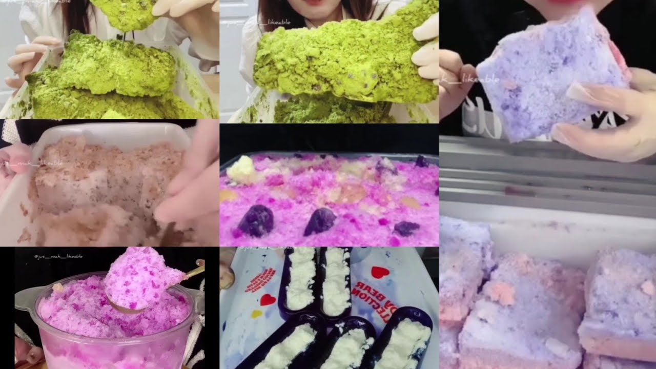 ASMR 🤤 mukbang color ice satisfying [Crushed hard ice | Foamed ice ...