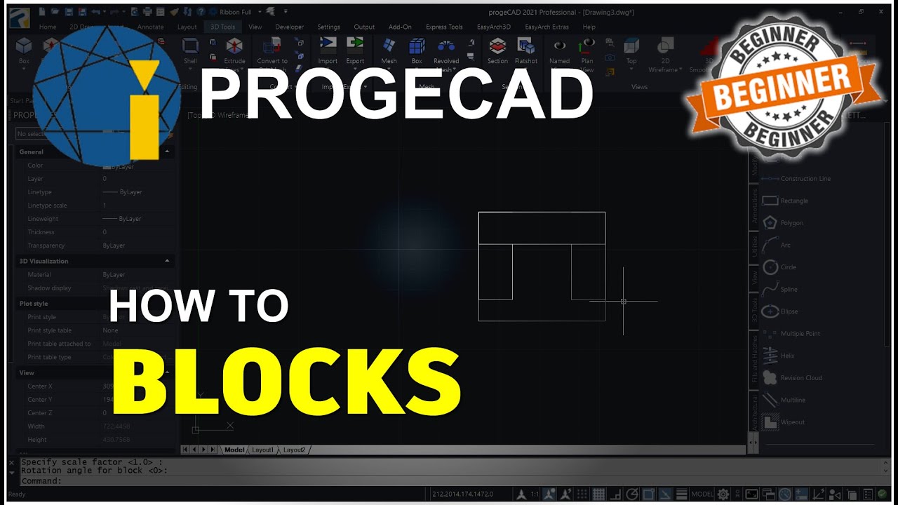 ProgeCAD How To Blocks Tutorials - YouTube