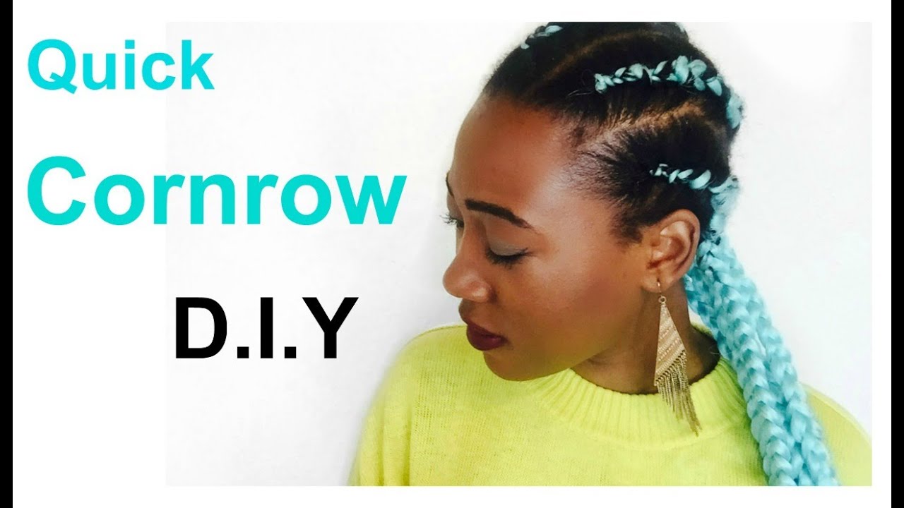 D.I.Y - BLUE CORNROWS - SUMMER NATURAL HAIR STLYE - YouTube