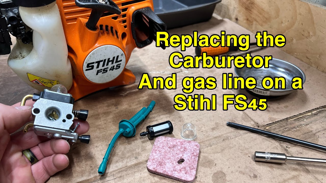 Replacing the gas line and carburetor on a Stihl FS45. - YouTube