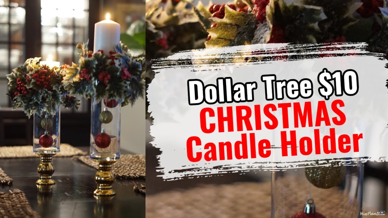 $10 Dollar Tree Holiday Candle Centerpiece! | Dollar Tree DIY | DIY ...