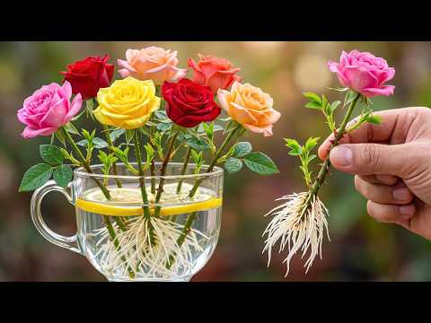 Just one slice of lemon! The rose immediately takes root, sprouts, and blooms continuously.