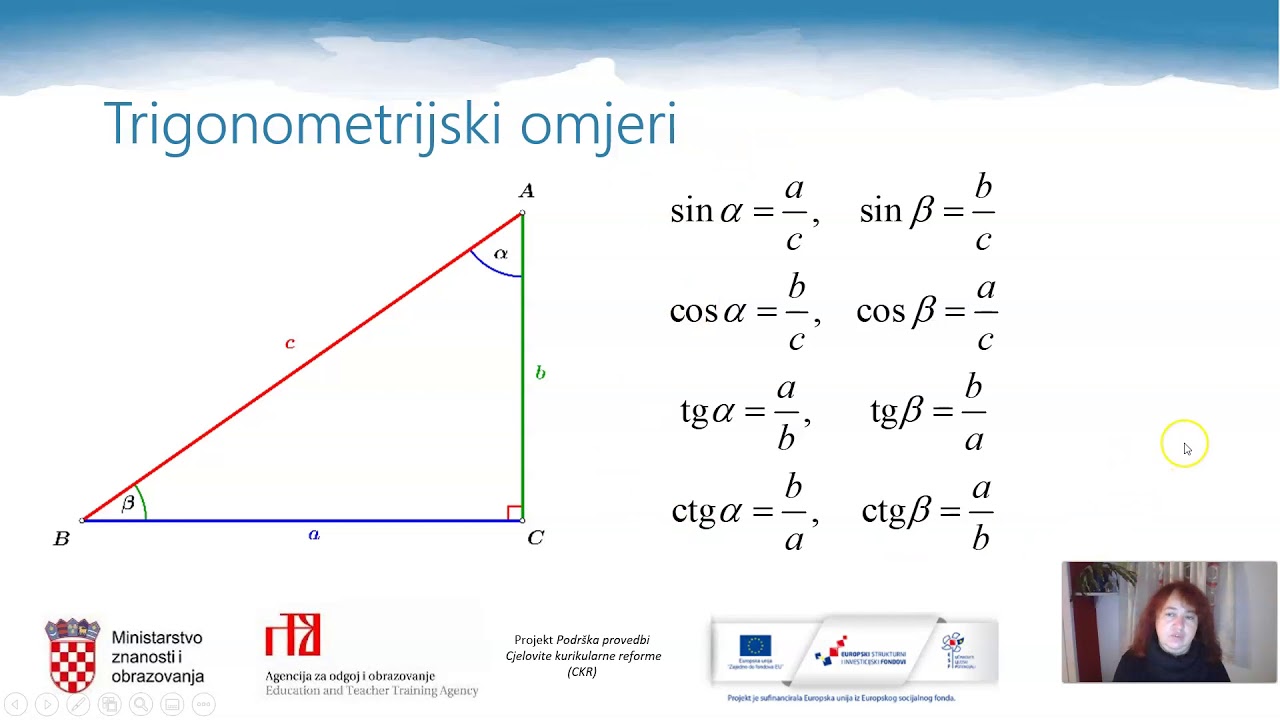 Matematika 1. r. SŠ - Trigonometrijski omjeri u pravokutnom trokutu ...
