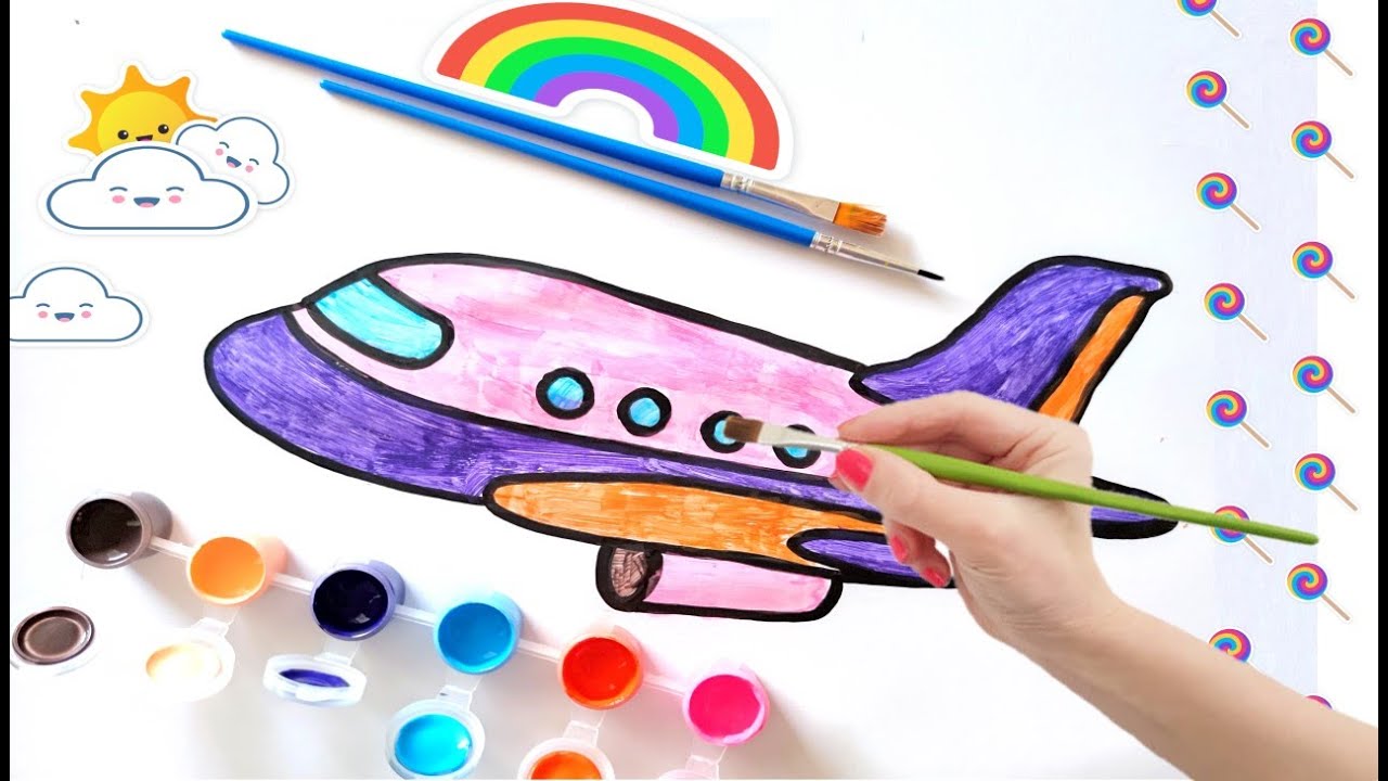 Airplane Drawing, Painting, Coloring for Kids & Toddlers | How to Draw ...