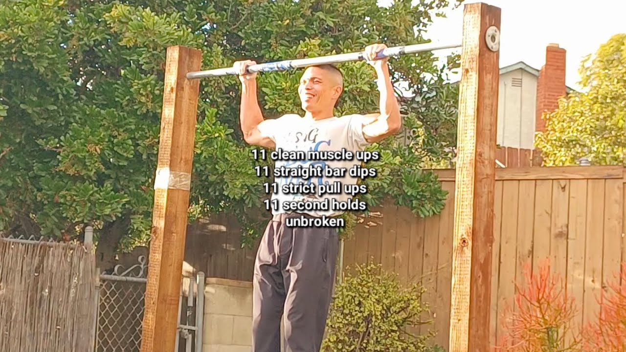 11 clean muscle ups to 11 straight bar dips to 11 strict pull ups to 11 ...